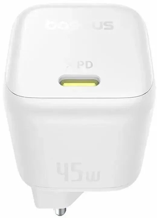 Сетевое зарядное устройство BASEUS PicoGo GaN, USB-C, 45Вт, 3A, белый