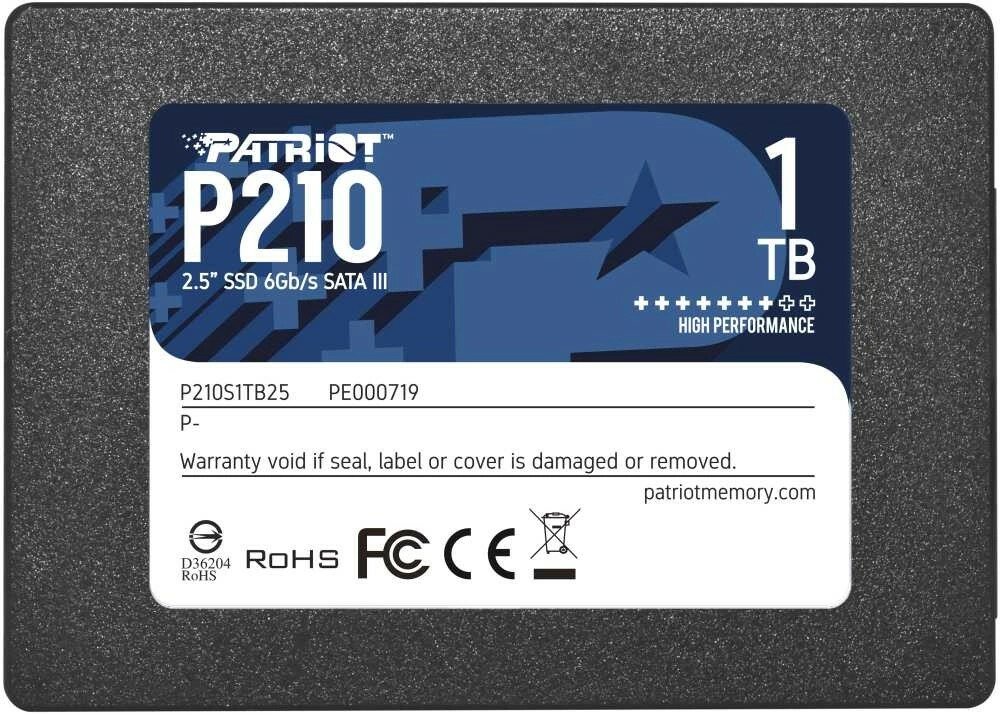 SSD накопитель Patriot P210 P210S1TB25 1ТБ, 2.5", SATA III, SATA