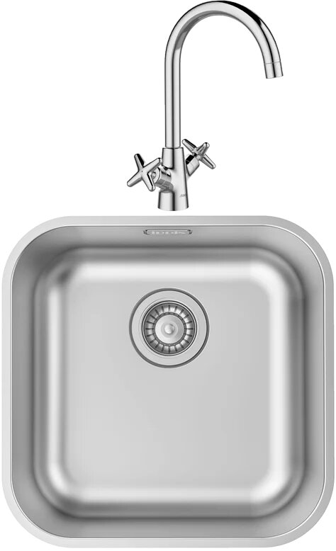 Комплект Мойка IDDIS Мейт (Mate) MAT44S0i77 45x45, сатин, нержавеющая сталь / Смеситель Акрос (Acros) ACRSB00i05 глянцевый хром, хром