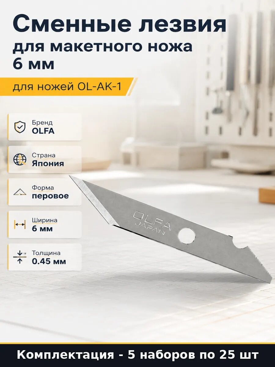 Набор 125 шт Перовые лезвия для ножа 6 мм для макетных работ