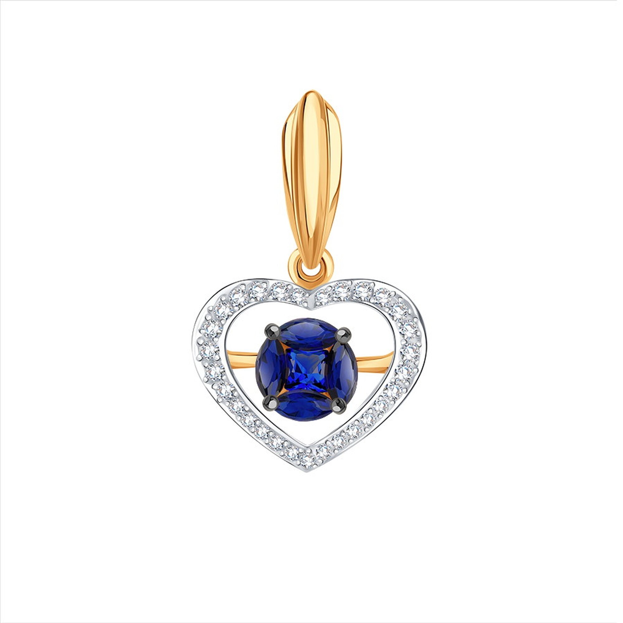 Подвеска Diamant online, красное золото, 585 проба, бриллиант, сапфир