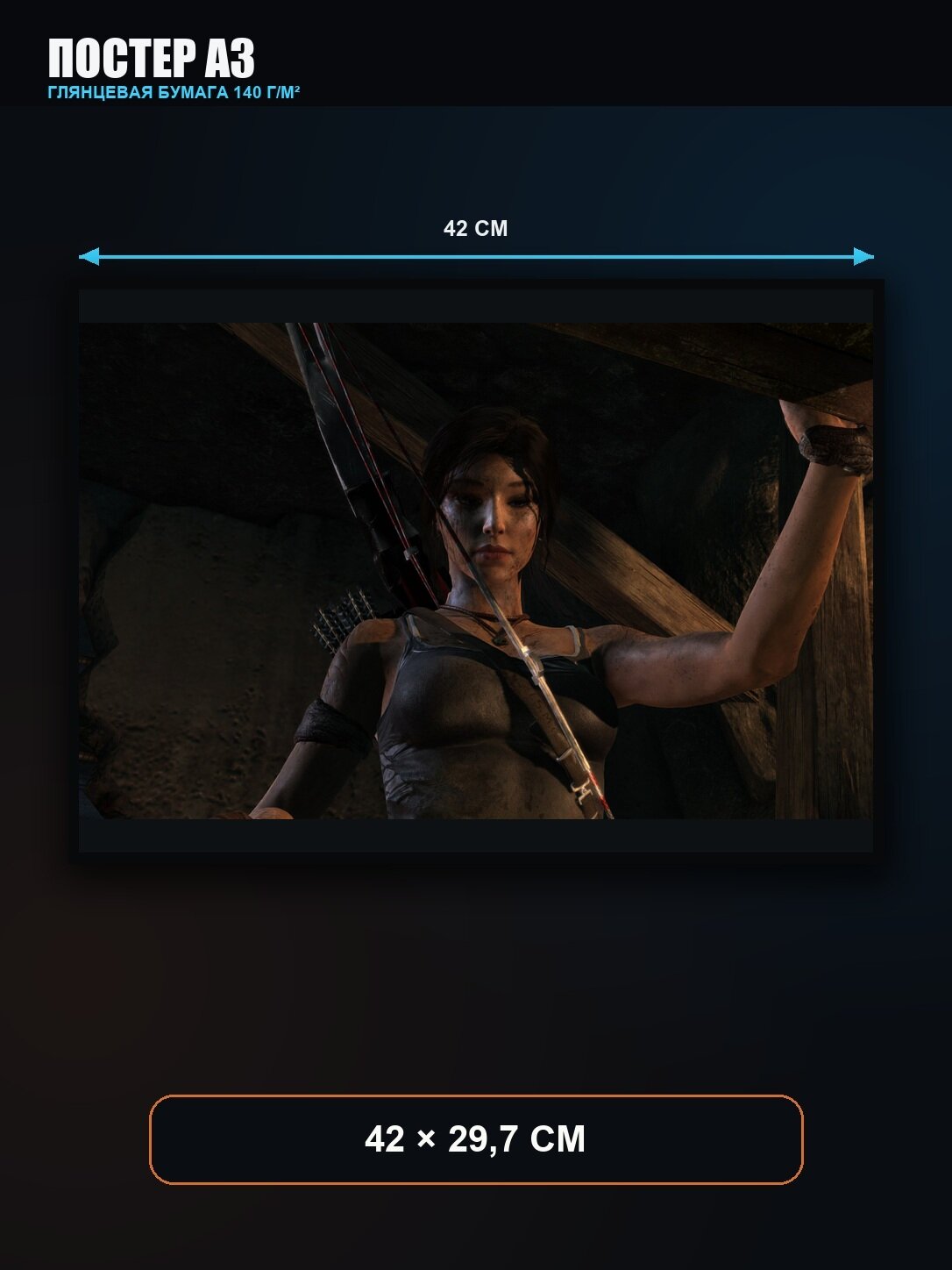 Постер Tomb Raider Герои — эффектная игровая сцена A3