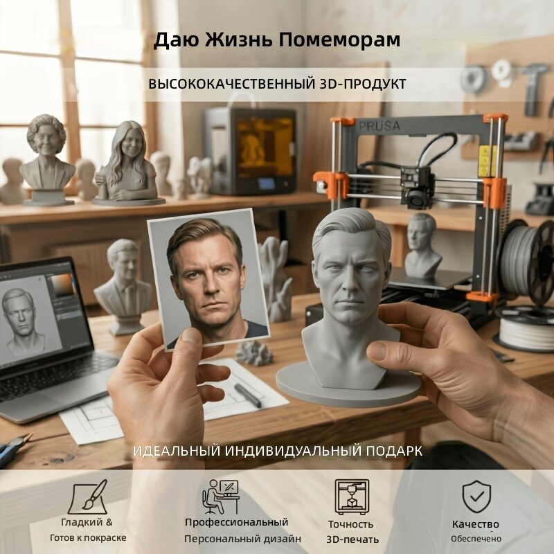 Реалистичная скульптурная модель головы для росписи и творчества, персонализированный вариант с высокоточной детализацией черт лица