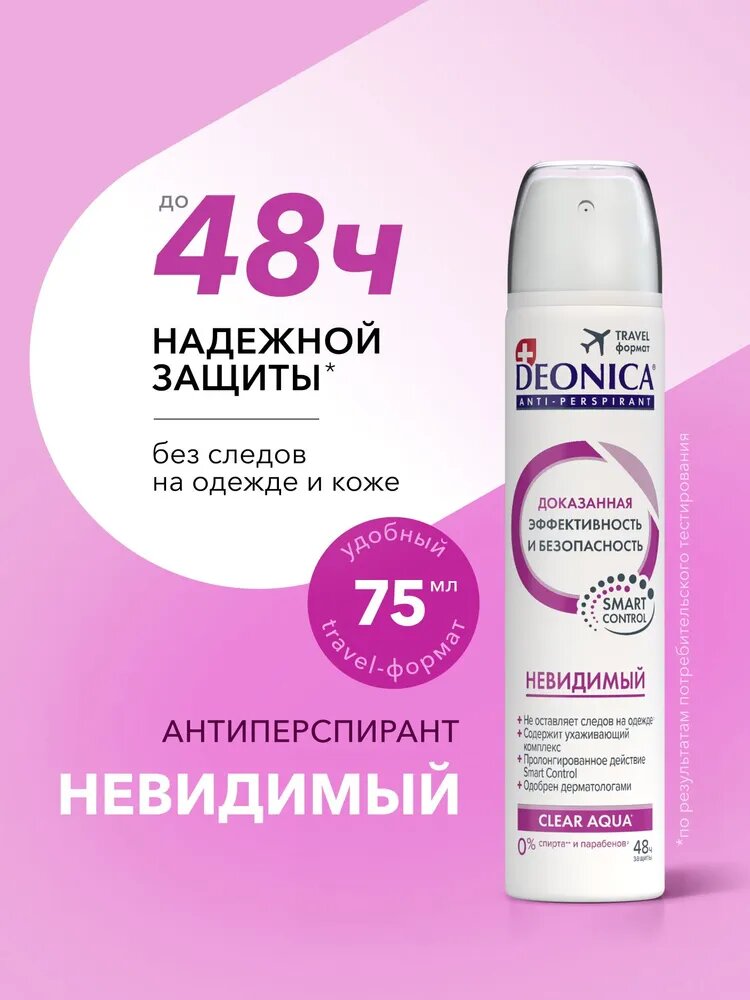 Дезодорант антиперспирант женский спрей Deonica Невидимый 75 мл