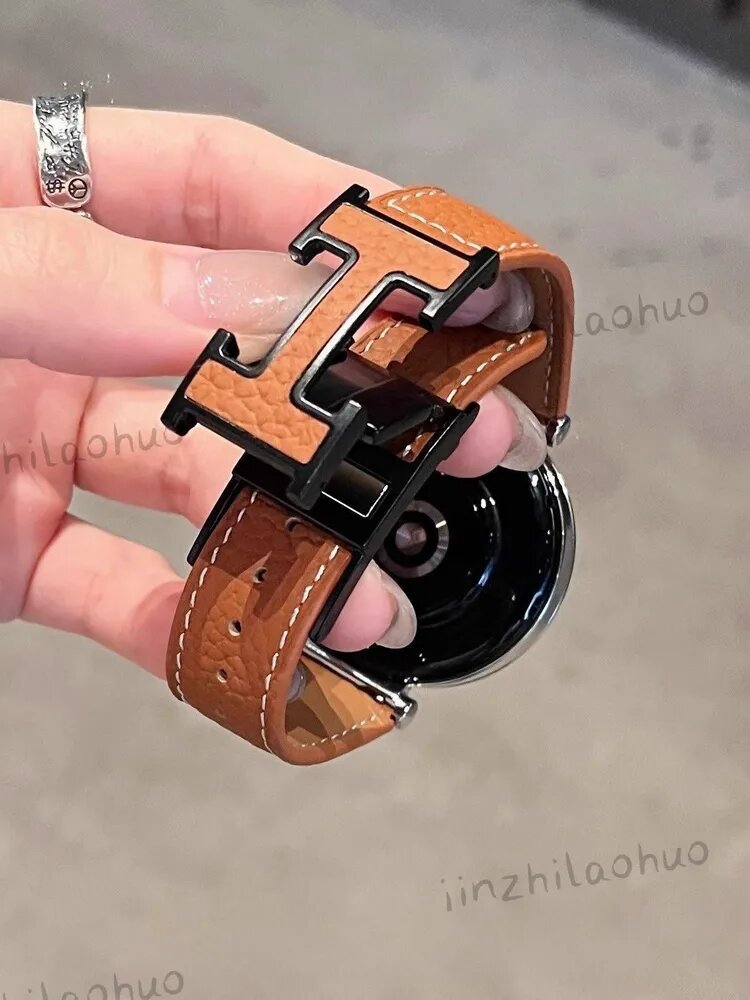 Ремешок для смарт-часов Samsung Galaxy Watch 6 / 7, кожаный, коричневый, 20мм, 210 мм