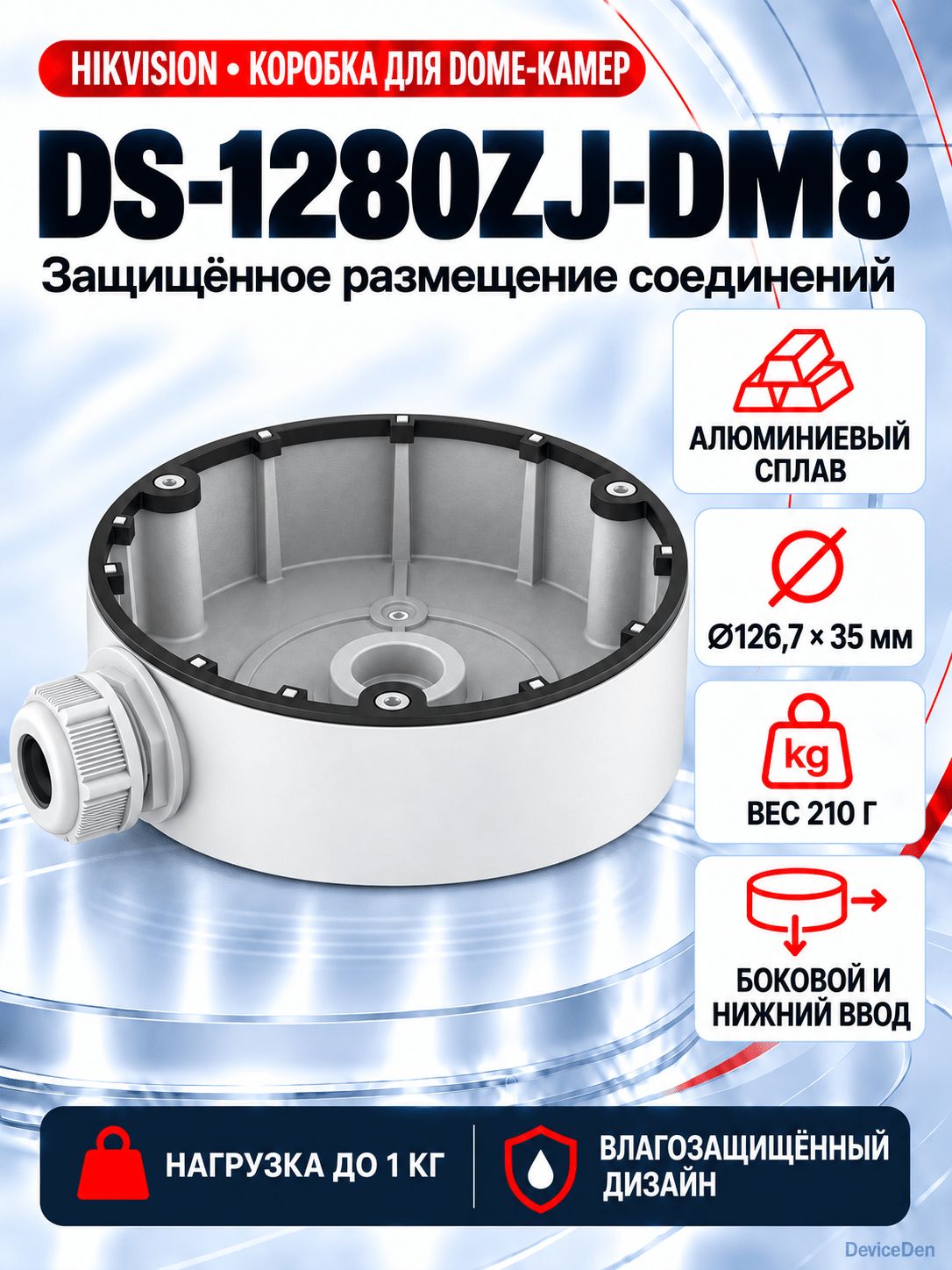 Hikvision DS-1280ZJ-DM8 - монтажная коробка, для купольных камер, металл