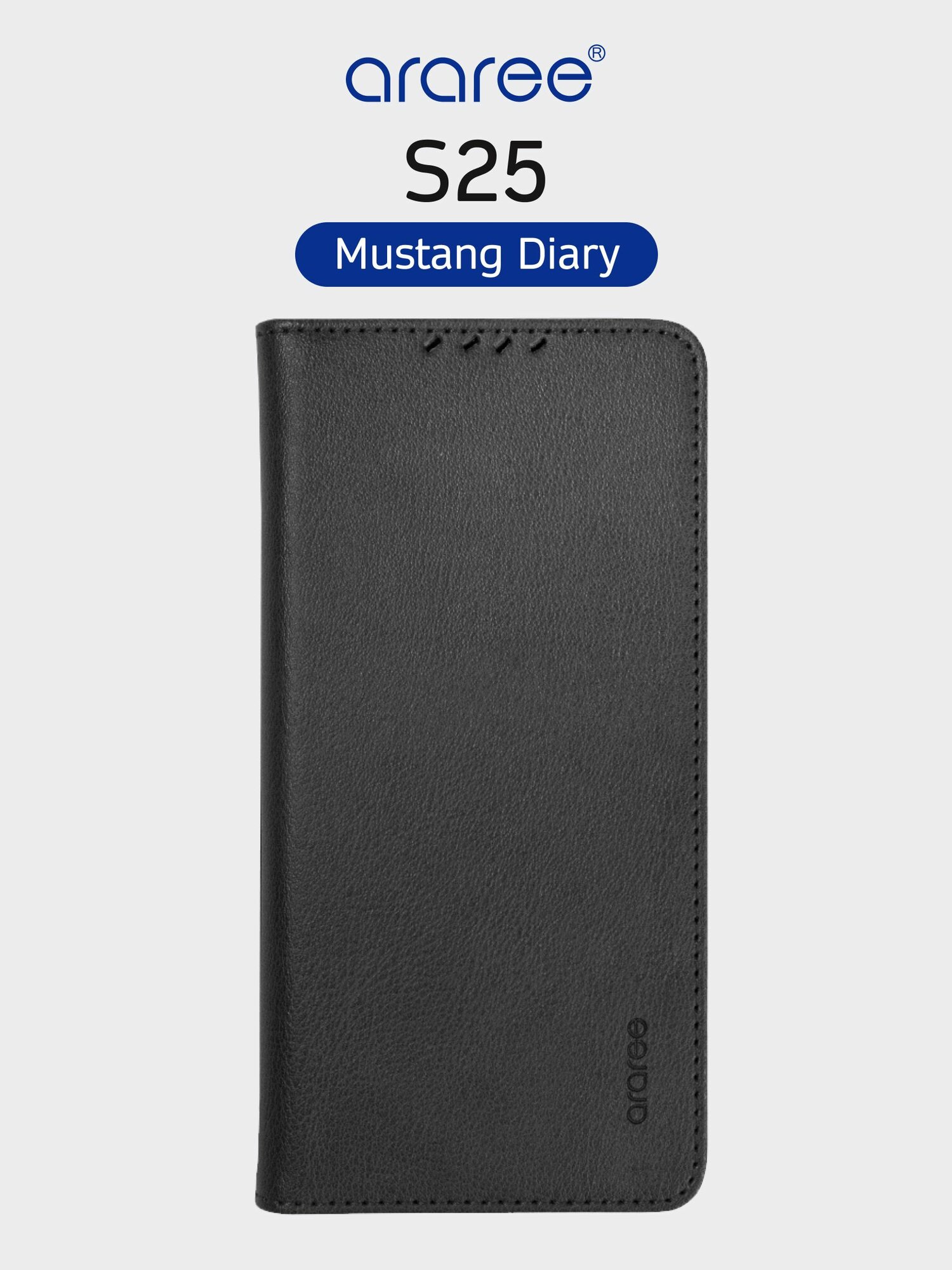 Чехол-книжка на Samsung Galaxy S25 Araree Mustang Diary, цвет: черный