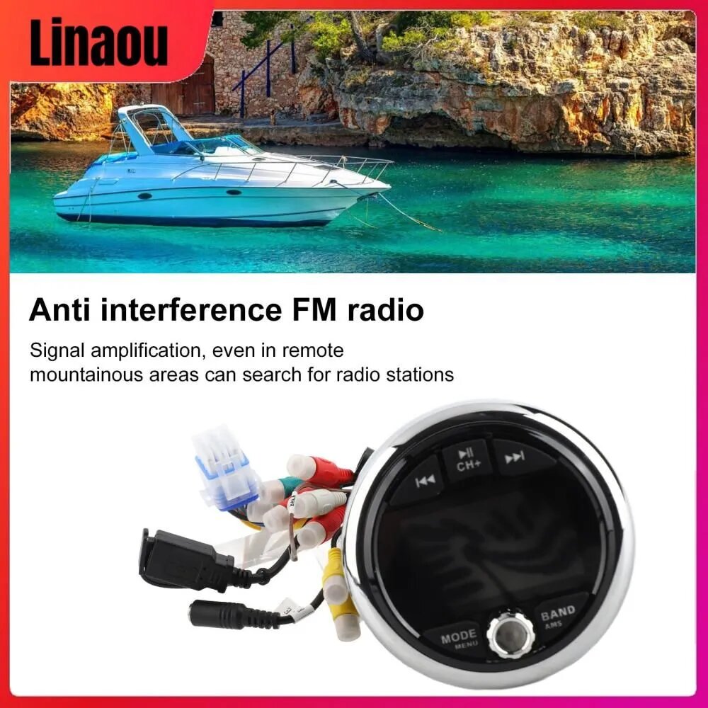 Linaou Магнитола для судна Bluetooth MP5 плеер, цвет черный — фото 1