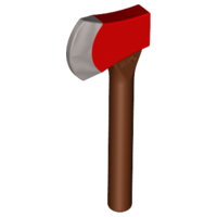 Minifigure, Utensil Axe, Large Head with Red Head and Silver Blade Pattern, 95330pb01 Reddish Brown N