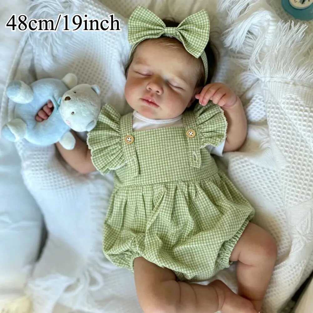 BZDOLL Кукла реборн 48 см, реалистичный мягкий винил, ручная 3D роспись кожи, детская игрушка