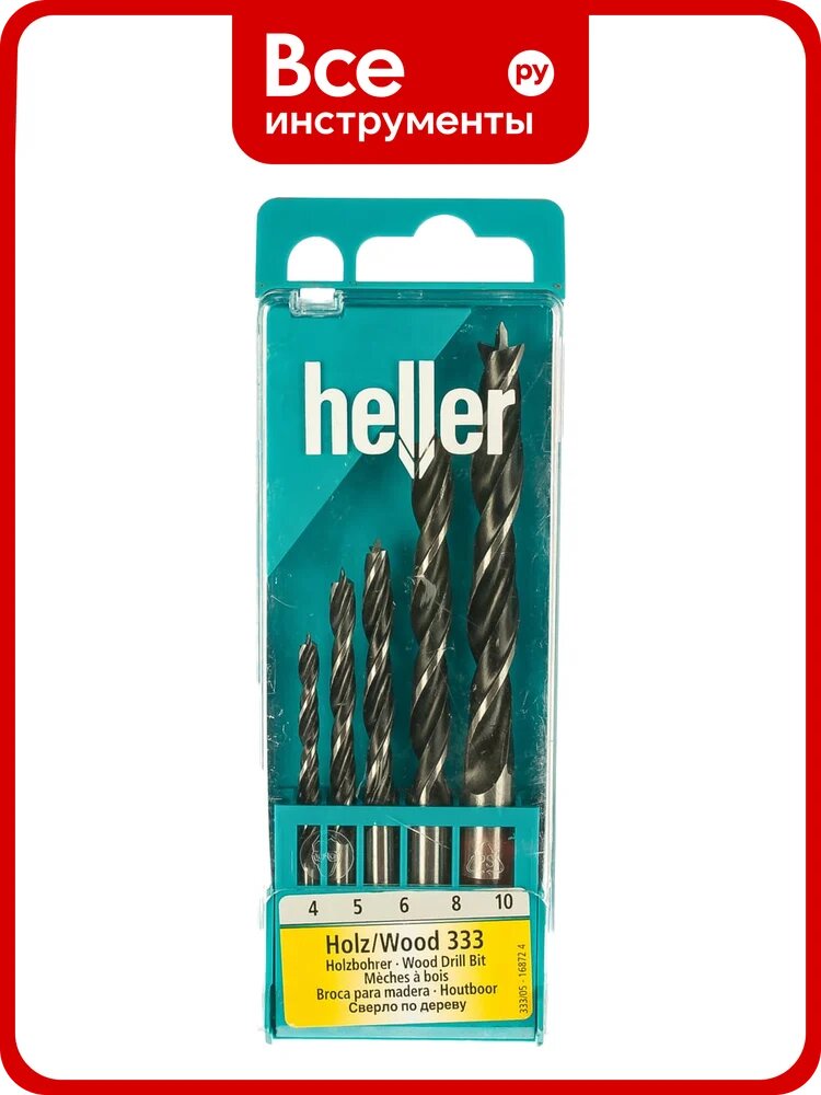 Набор спиральных свёрл по дереву (5 шт; 4-10 мм) Heller TD16872