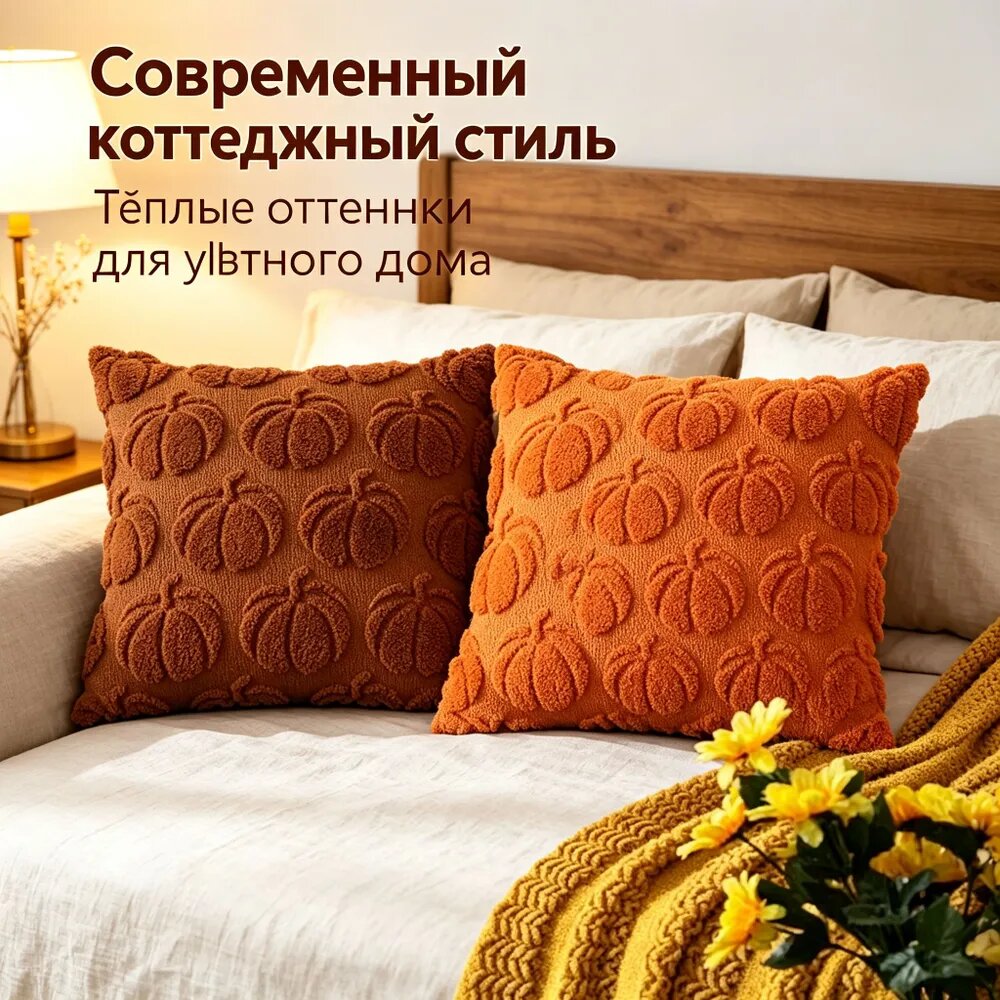 Наволочка 45x45 см 2 шт, хаки, светло-серый