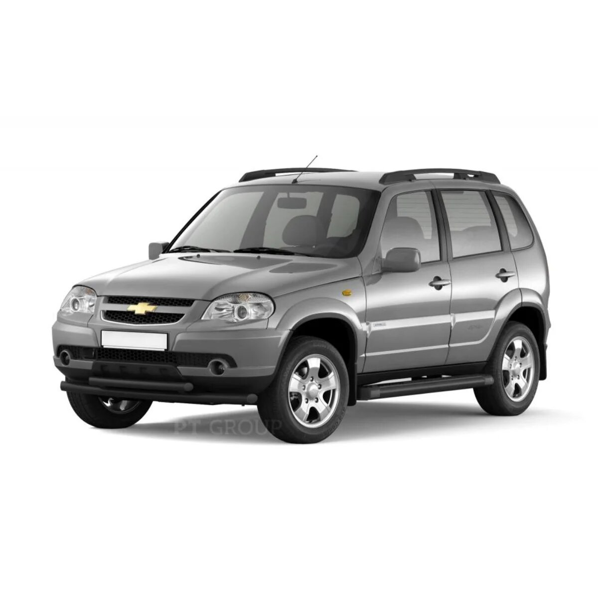 Защита порогов с площадкой Ø63мм (ППК) CHEVROLET Нива 2009-2020/ для Лада Нива Travel 2021- Искра (Серебристый)