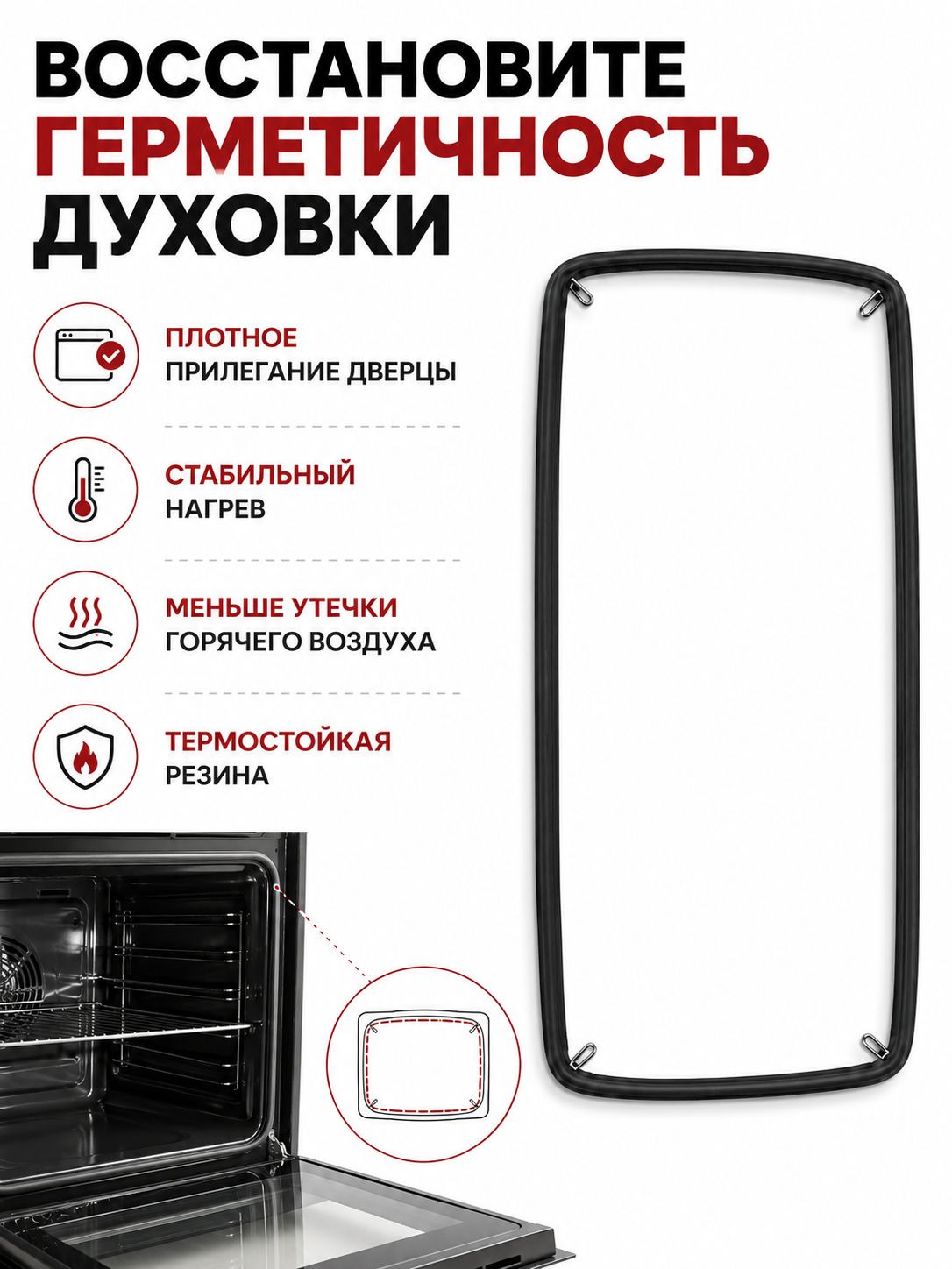 Уплотнитель дверцы духовки DARINA О-образный, ОУ4241