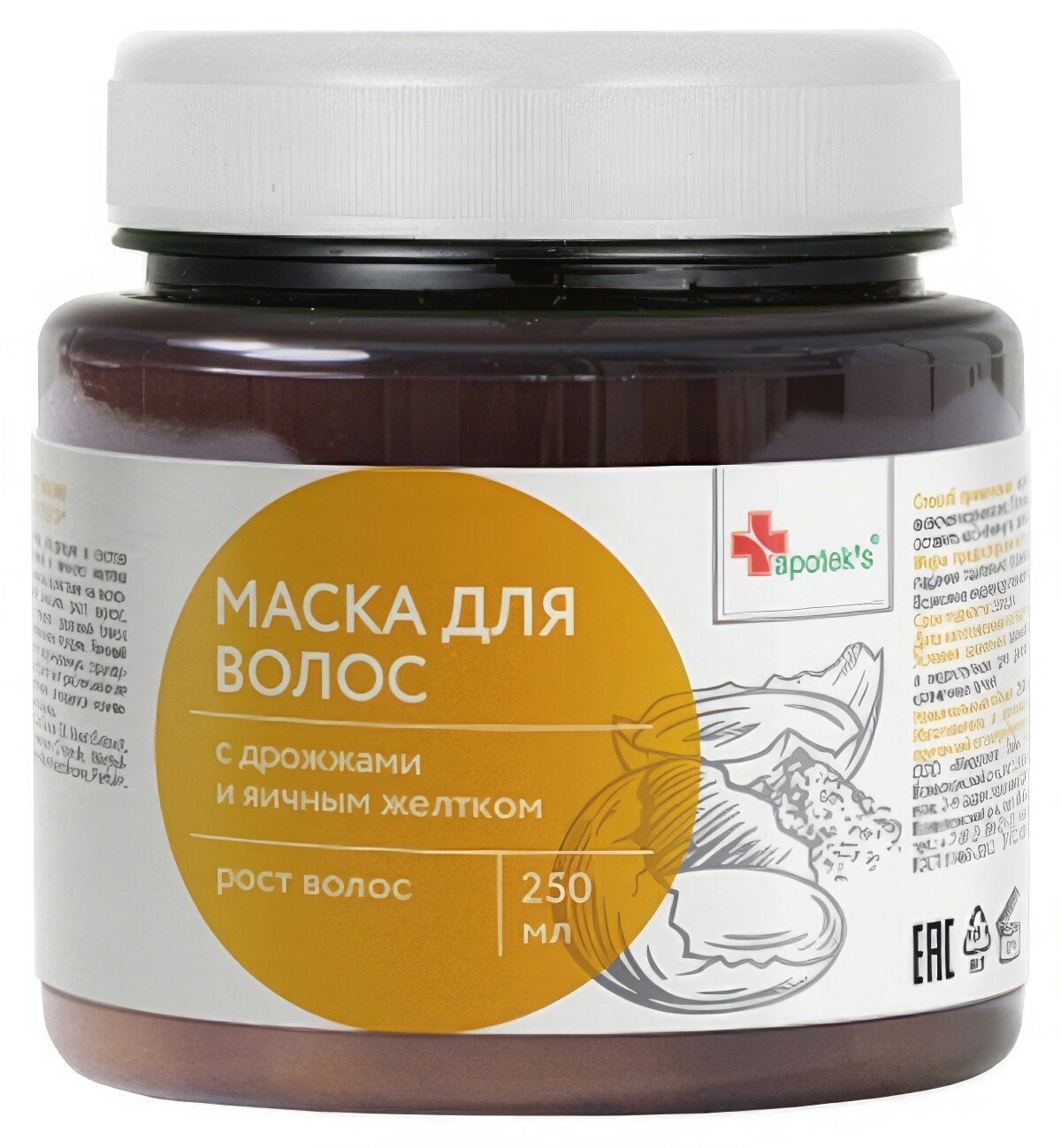 Маска для волос APOTEK`S c дрожжами и яичным желтком 250мл