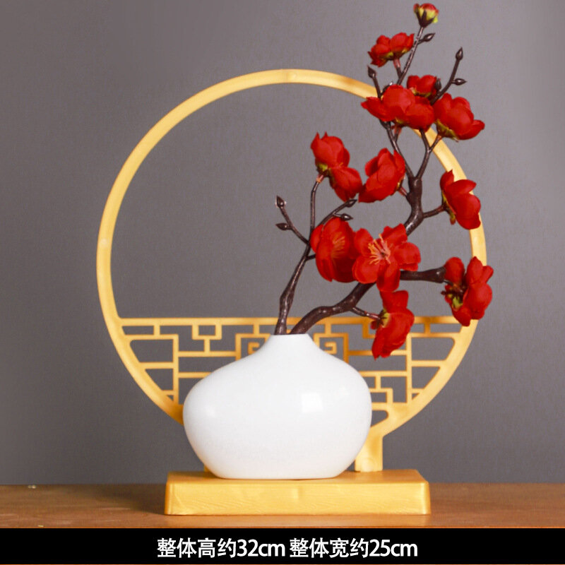 Золотая ширма с цветками сливы и вазой в форме боба искусственные цветы украшение дома праздничный центр