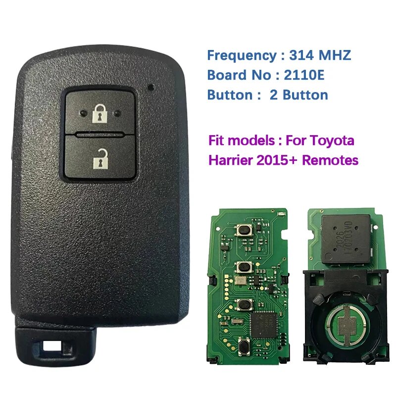 CN007289 Aftermarket 2-кнопочный смарт-ключ с дистанционным управлением 2110E 314 МГц P1 A8 89904-48F11 без ключа для Toyota Land Cruiser Harrier 2013+