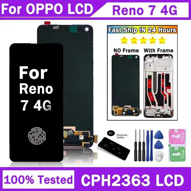 6,43" AMOLED дисплей для Oppo Reno7, сенсорный экран, модуль дисплея для OPPO Reno7 OLED With Frame