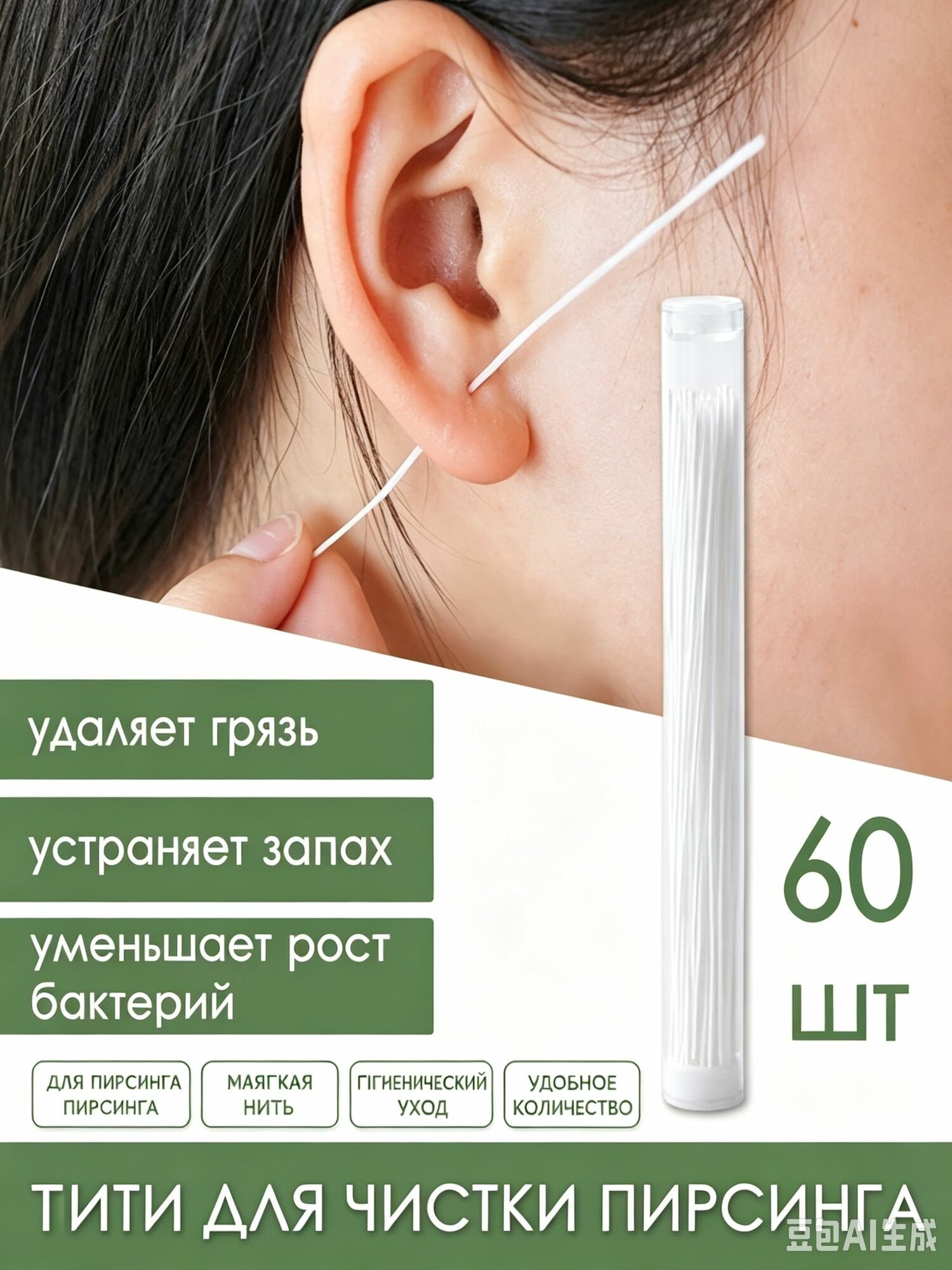 Ватные палочки, 60 шт.