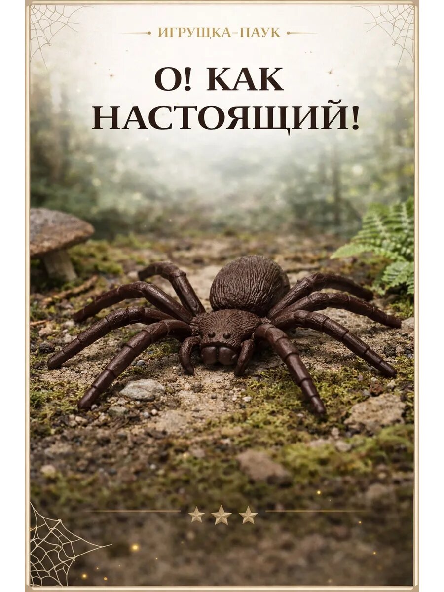 Игрушка антистресс паук птицеед черный коричневый, для весёлой игры, подарок ребёнку