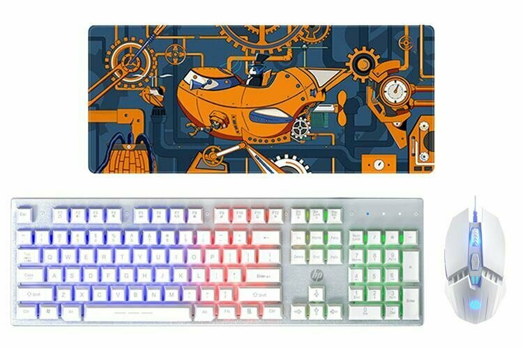 Клавиатура HP 2297957, White [KG10 Keyboard + M1 White Mouse] + Punk Mouse Pad