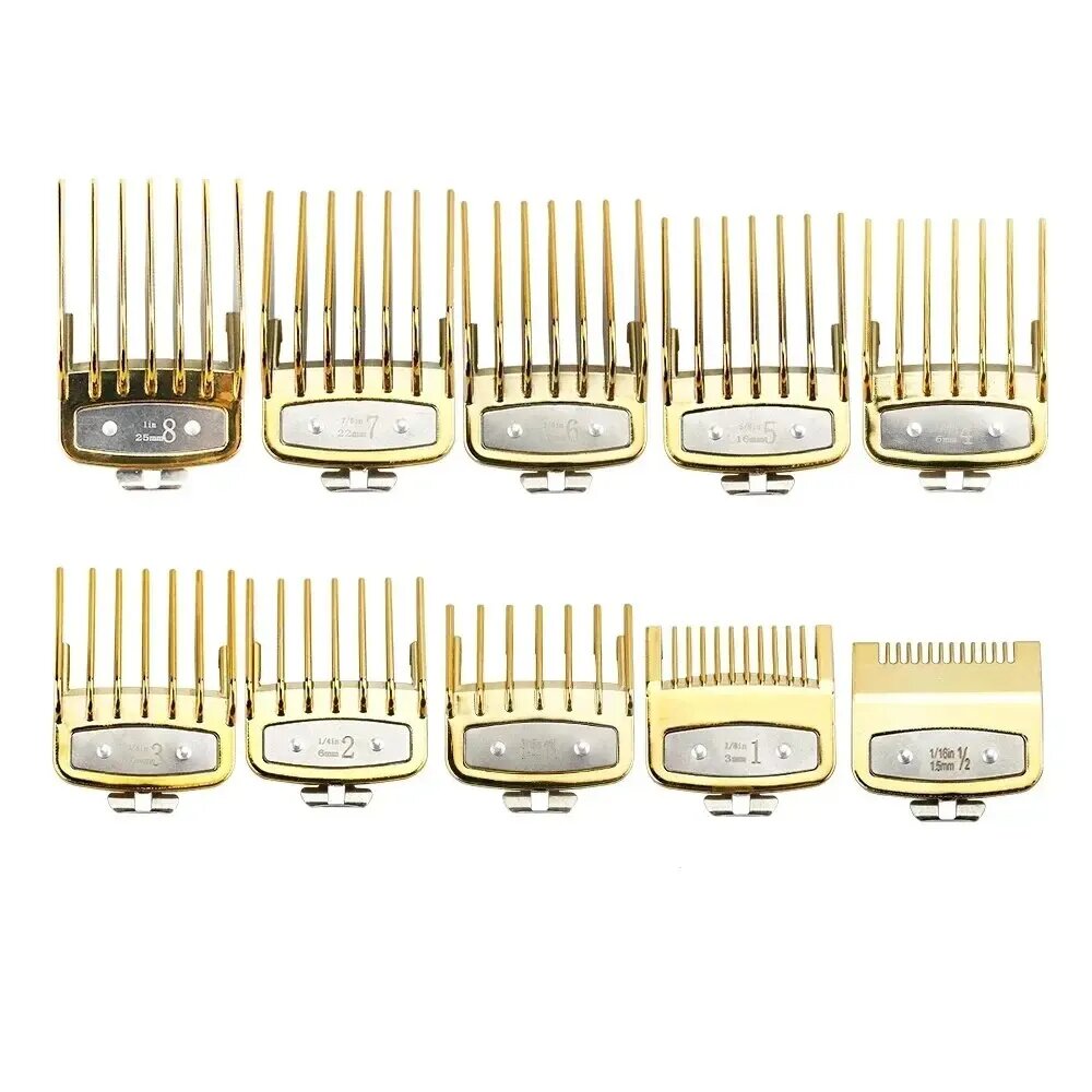 Насадки-гребни для машинки для стрижки Wahl 8/10 шт. 10pcs Gold