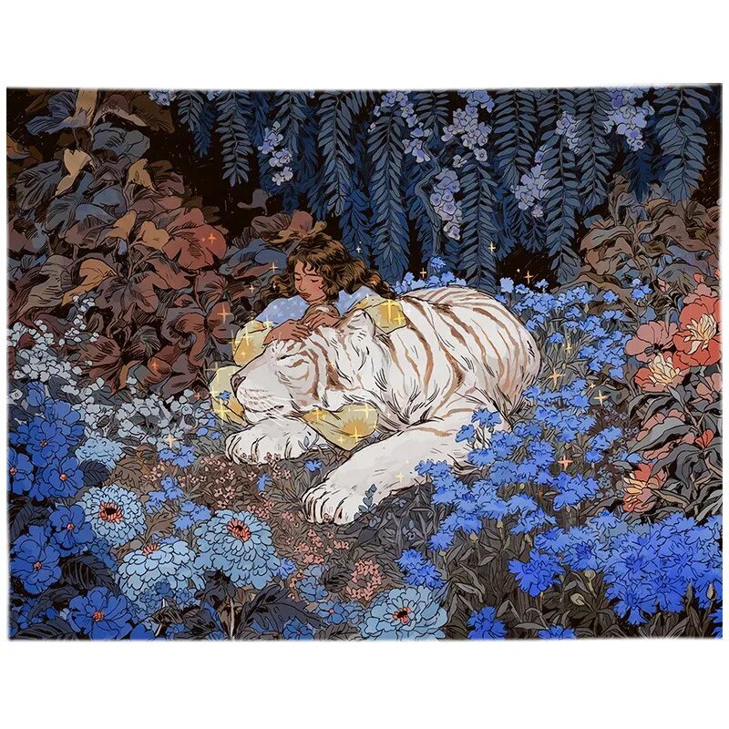 Плюшевый гобелен скандинавского стиля 150x200 cm, White Tiger