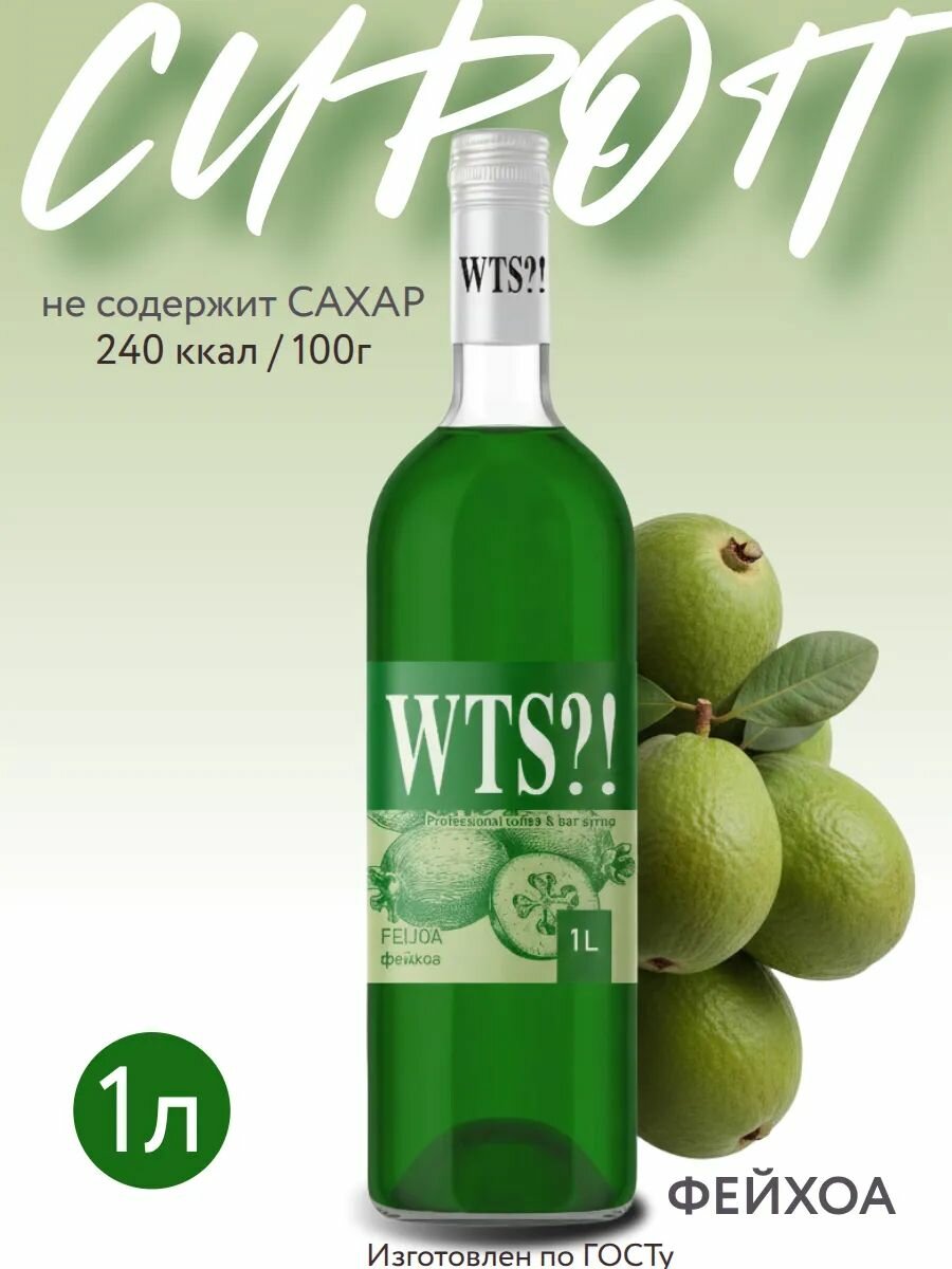 Сироп Фейхоа WTS! без сахара для кофе, коктейлей, десертов, лимонада и мороженого, 1 л