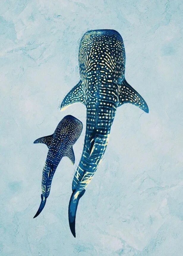Печать на холсте "Гигантские морские существа" ZLH749, 20x30cm Unframed