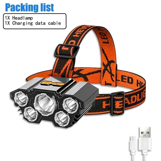 Heinast Перезаряжаемый налобный фонарь 8 светодиодов 5LED