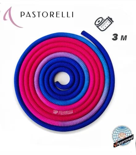 Скакалка для художественной гимнастики Pastorelli New Orleans Multicolor, Синий-фуксия-розовый 04258, 3 метра