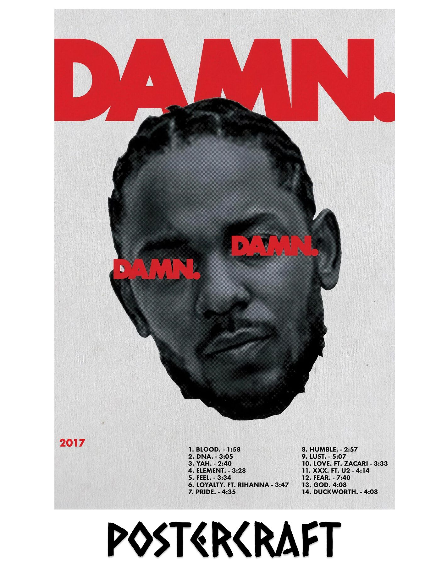 Постер Музыка "DAMN, Kendrick Lamar" (Кендрик Ламар), А3, глянц 42х29.7см