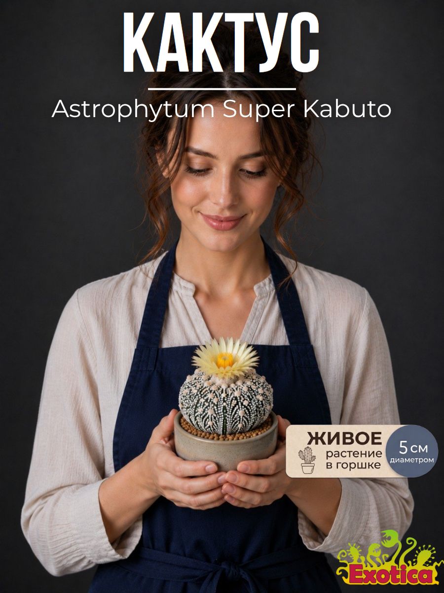 Астрофитум Супер Кабуто (Astrophytum Super Kabuto) D5см, растение в горшке