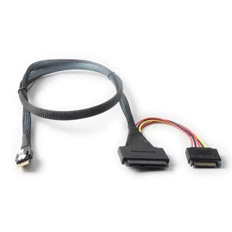 Кабель-адаптер SlimSAS на U.2/SFF-8654 4i с питанием SATA 15Pin
