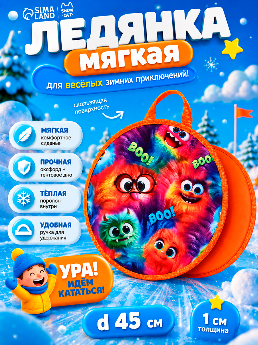 Ледянка Winter Star «Монстрики», диаметр 45 см, толщина 1 см