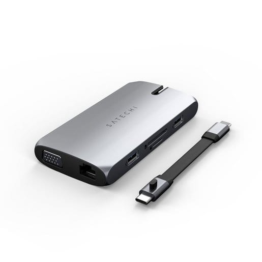 Порт-репликатор Satechi ST-UCMBAM USB Type-C - > 2xUSB Type-C+2хUSB 3.0+RJ-45+VGA+HDMI+SD, серый