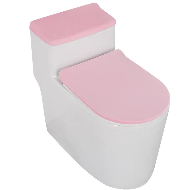 Бархатные чехлы на унитаз и бачок, 2 шт. Розовый, Pink