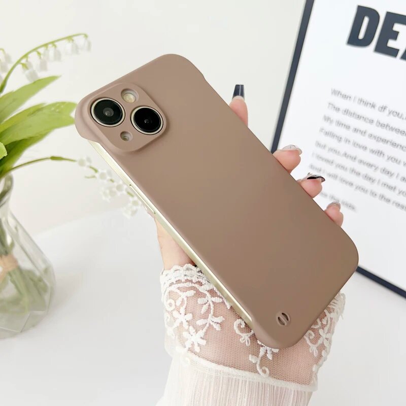 INS Простой однотонный безрамочный чехол для Коричневый, для iPhone 15 Pro Max, Коричневый, Brown