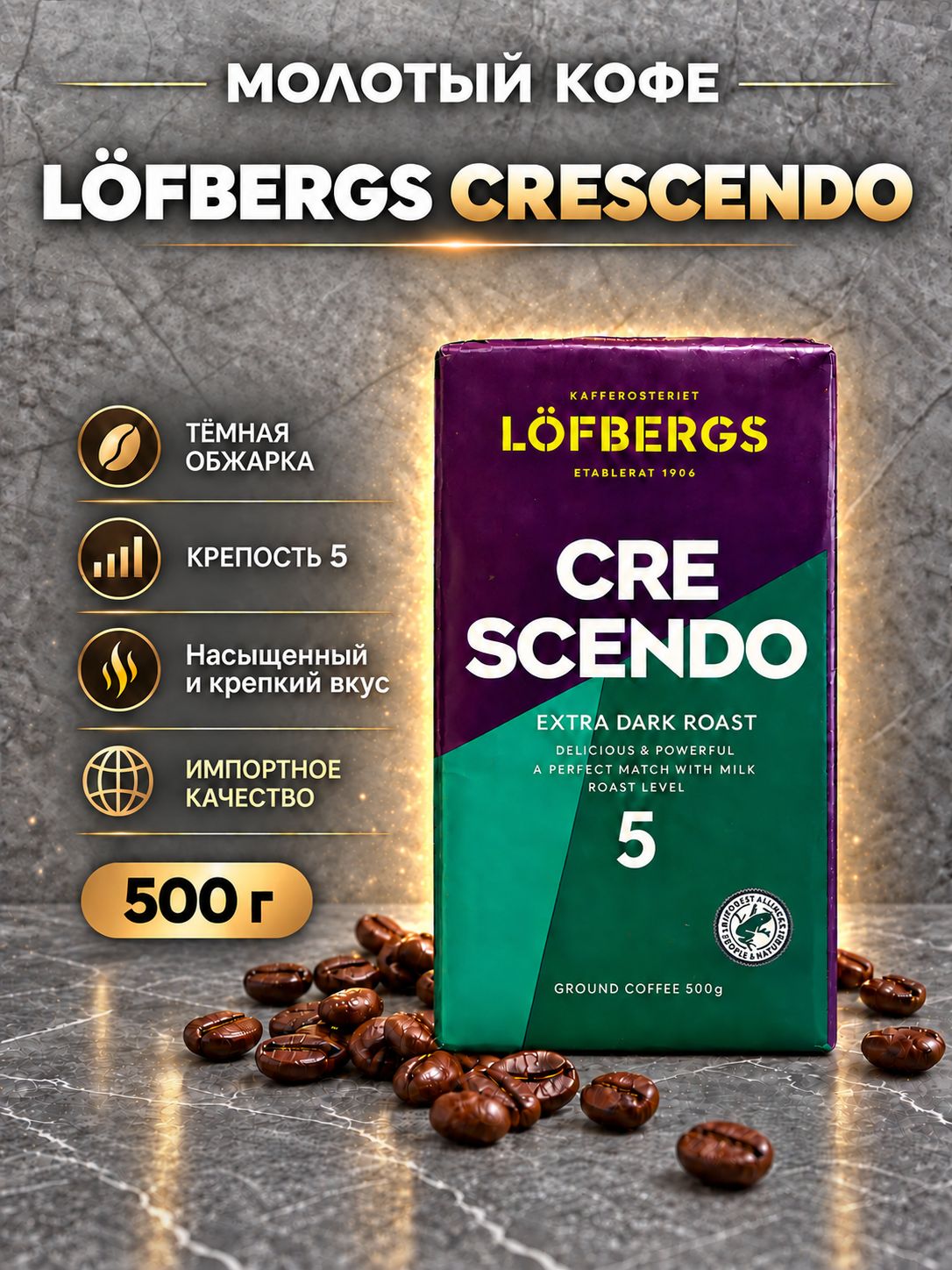 Молотый кофе Lofbergs Crescendo №5 500 гр.