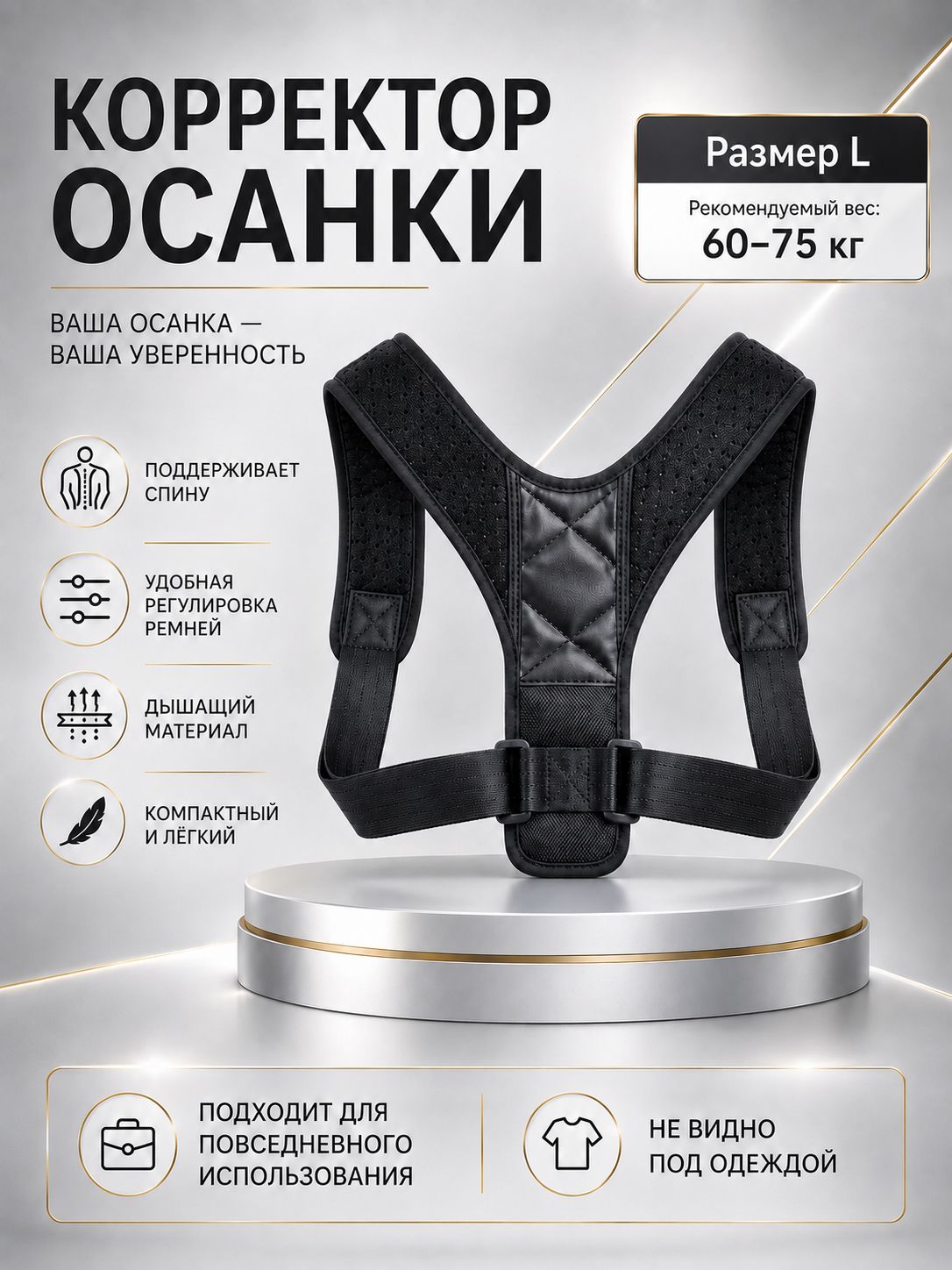 Корректор осанки черный поддержка спины