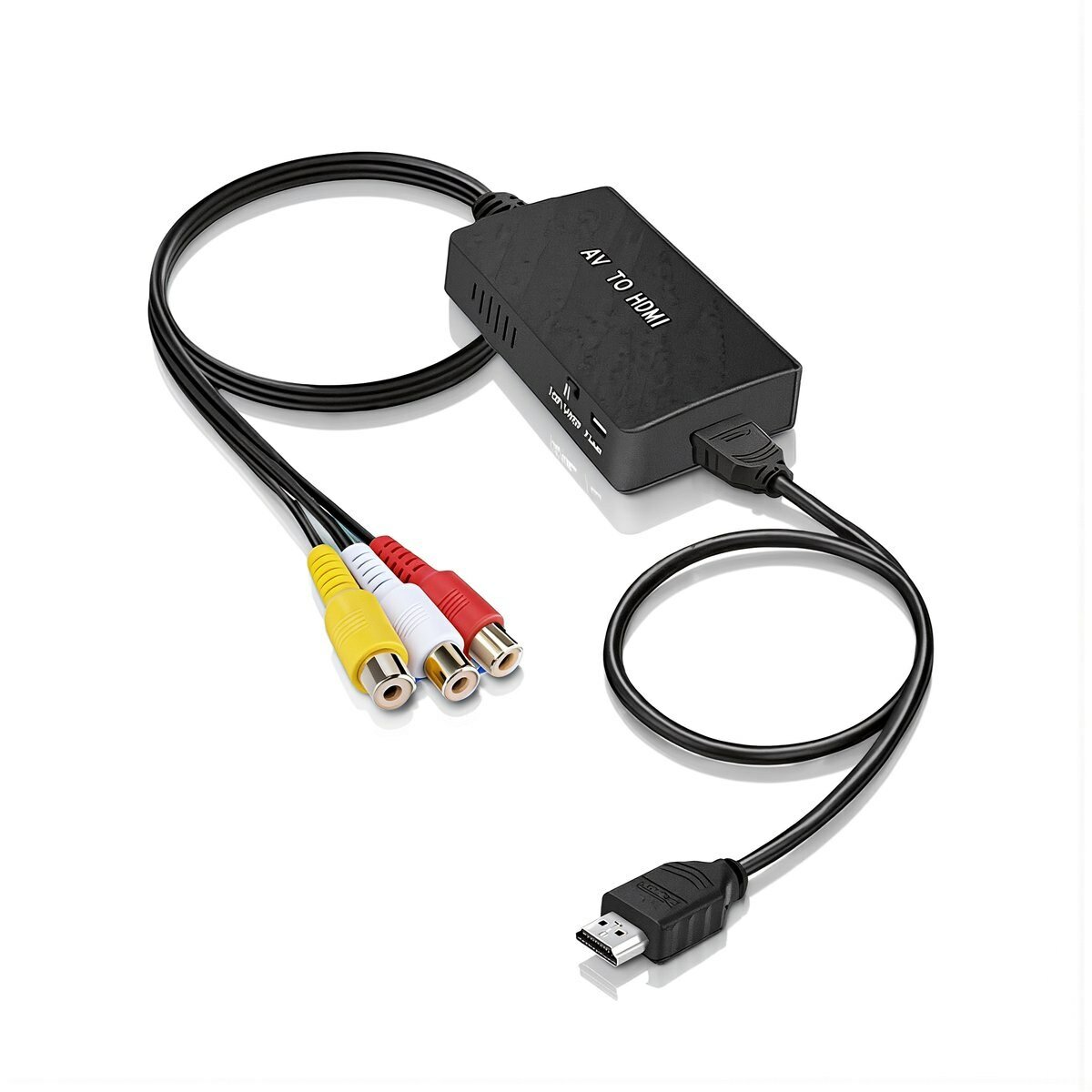 Преобразователь сигналов AV в HDMI длина кабеля 1 метр конвертер RCA 3 разъёма поддержка 1080P чёрный цвет для оборудования