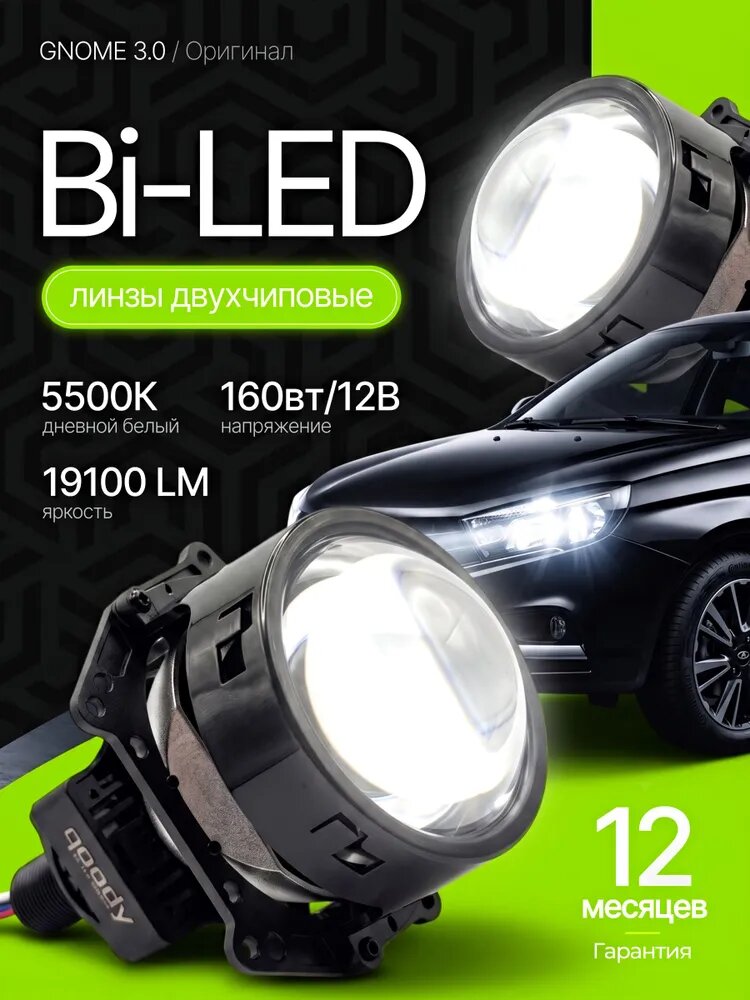 Би лед линзы 3 дюйма светодиодные 12В Bi-led модули для авто Gnome