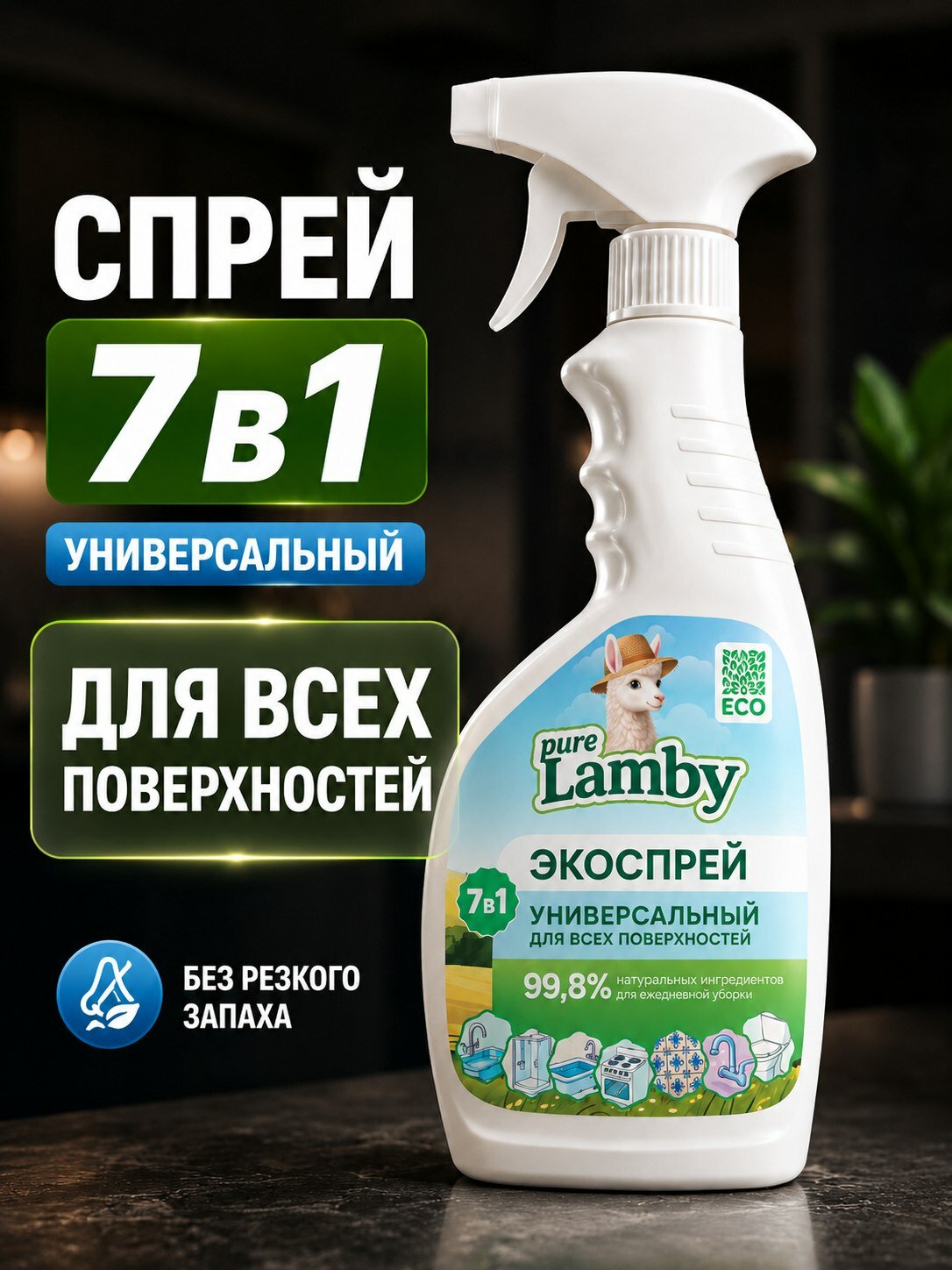 Универсальное чистящее средство 7в1 Purelamby, 500 мл