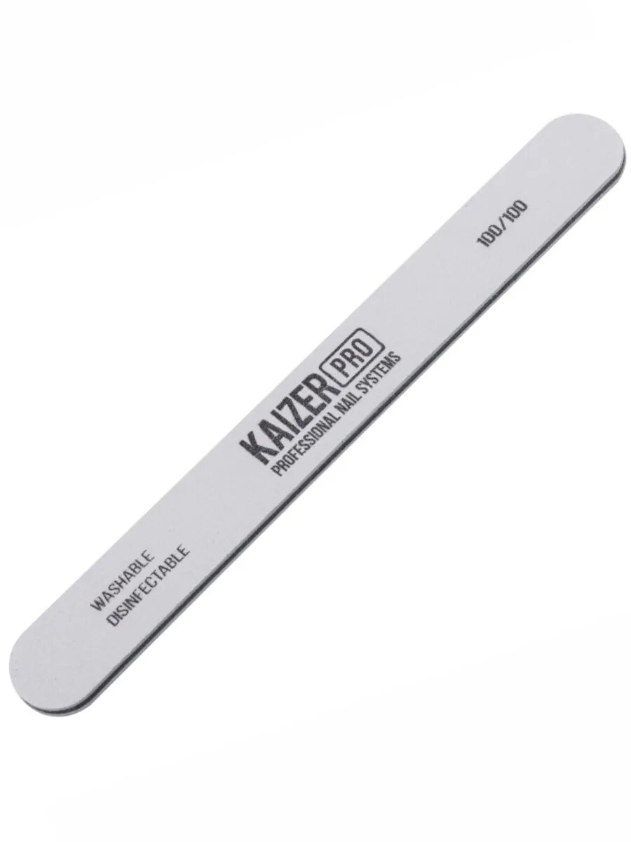 Пилка для ногтей прямая Kaizer 100/100 грит, 180 мм