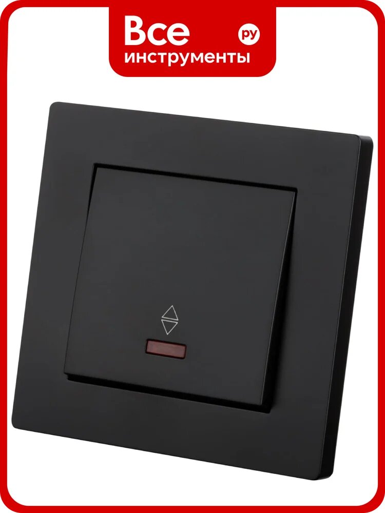 Выключатель TDM ELECTRIC на 2 направления 1 клавишный с подсветкой 10А черный Сенеж TDM SQ1816-0308