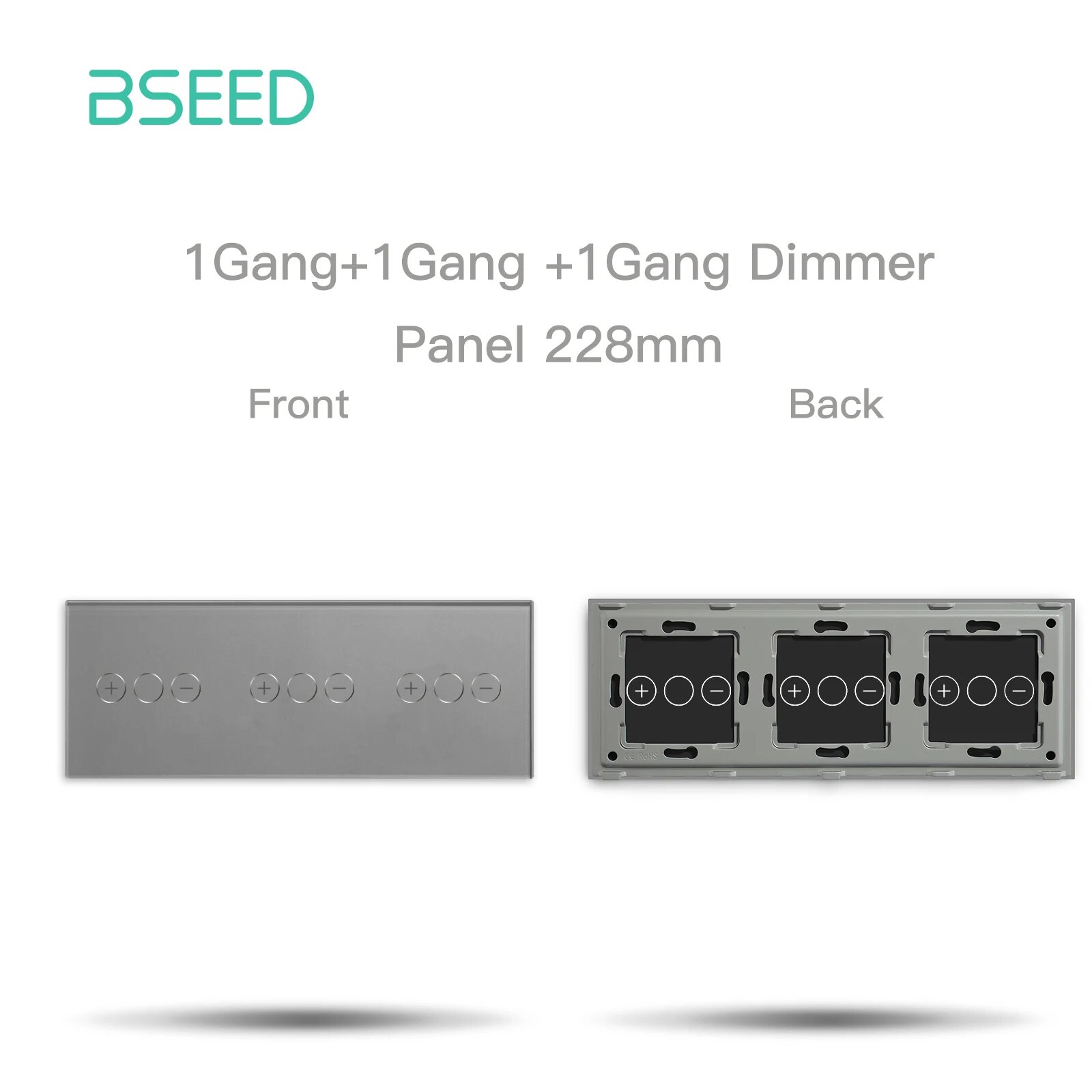Стеклянная панель BSEED тройная 228 мм белый/черный/золотой Triple Dimmer Gray