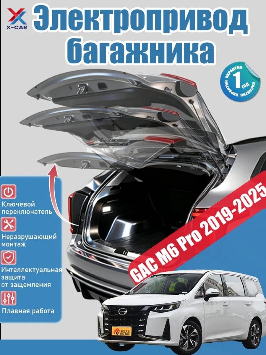 Электропривод багажника для GAC M6 Pro 2019-2025, автоматическое открывание и закрывание задней двери с защитой от
