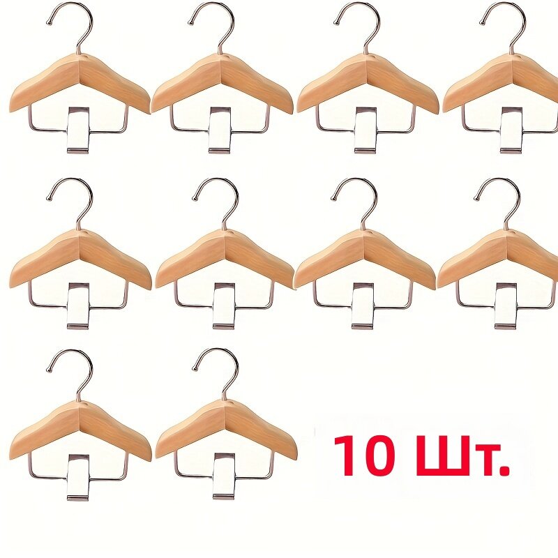 Набор из 10 мини-вешалок и зажимов из нержавеющей стали для одежды питомцев и мелких предметов, полированная поверхность, компактный дизайн