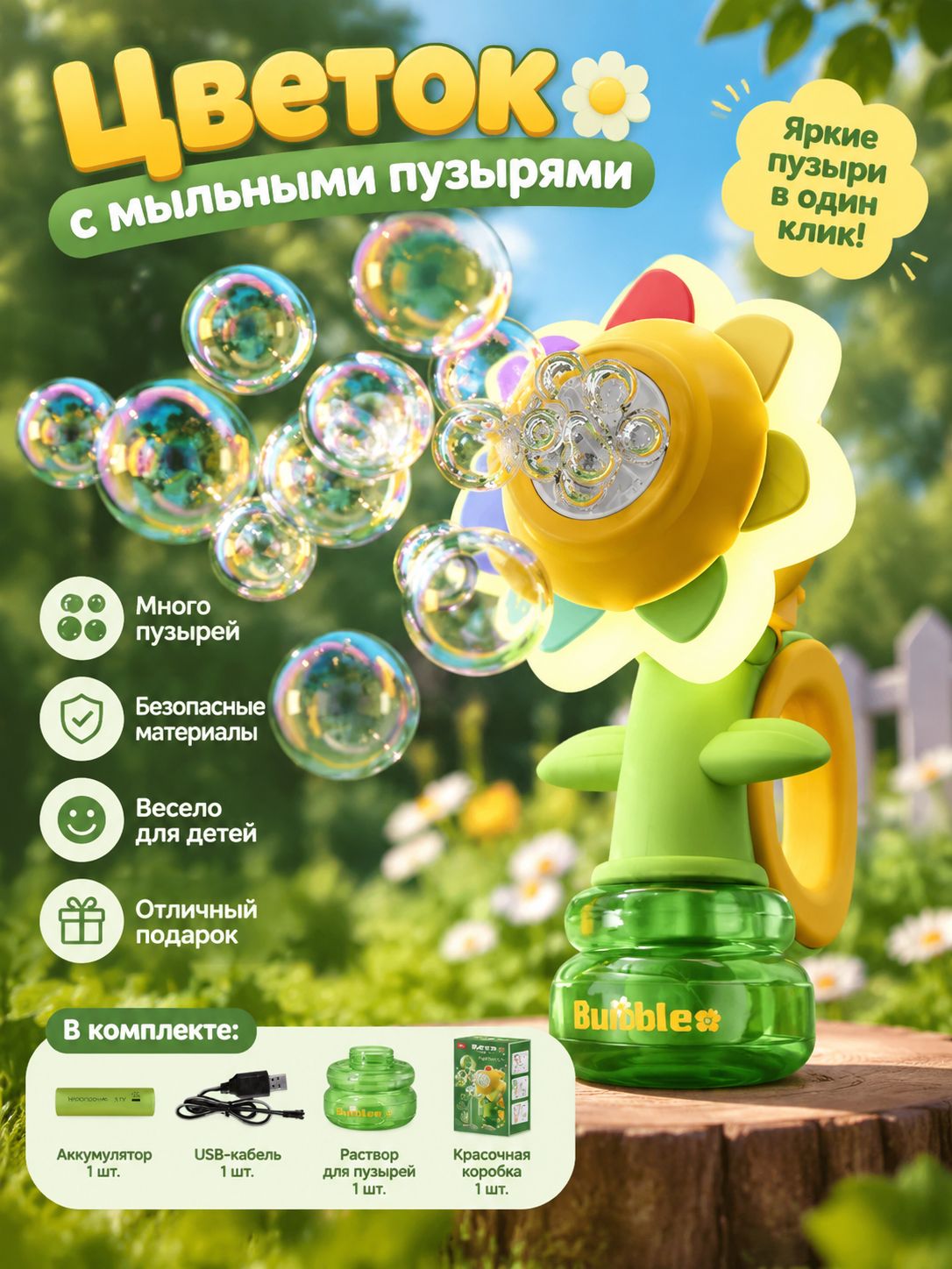 Цветок с мыльными пузырями