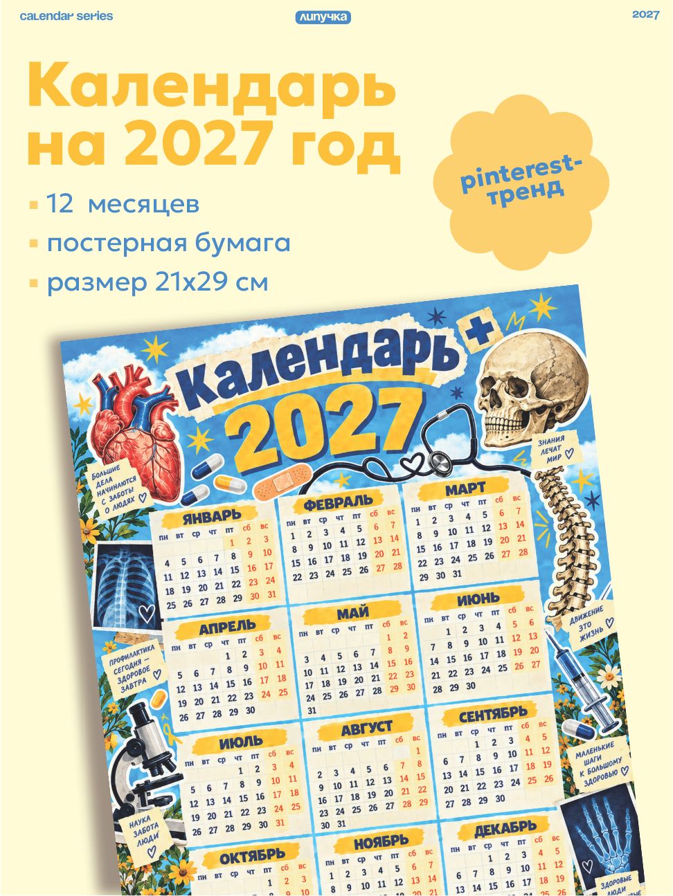 Календарь 2027 настенный "медицинская эстетика"